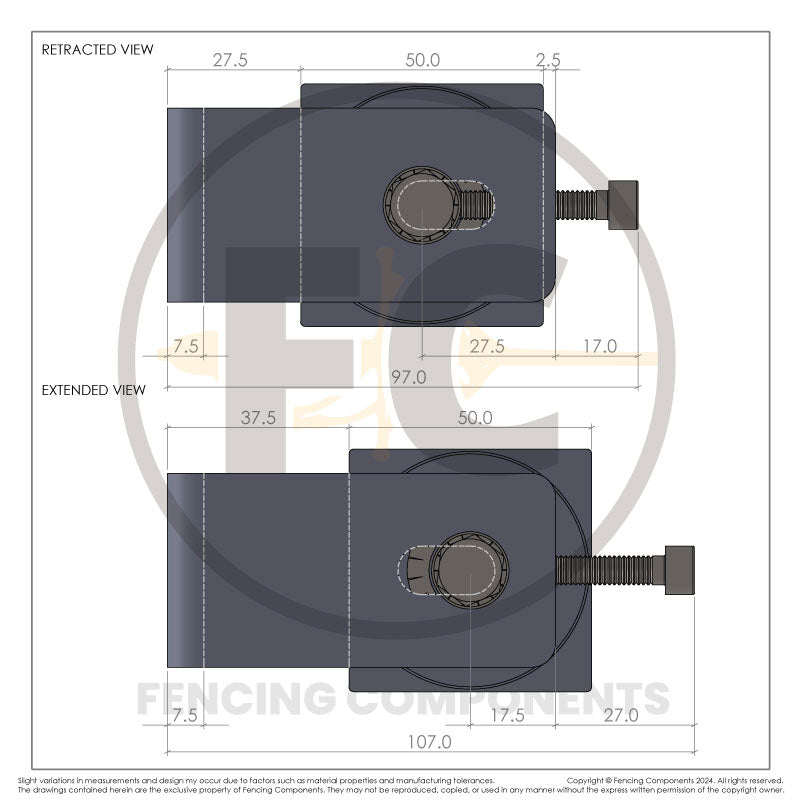 Ball Bearing Swing Gate Punch In Hinges for SHS Square - Aluminium w ...