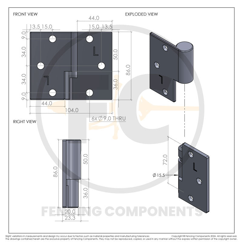 Goliath Steel Ball Hinge Bolt-Bolt [SINGLE] – Fencing Components