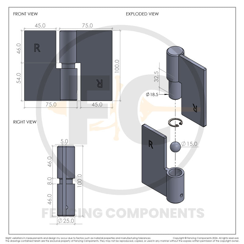 Goliath Steel Ball Hinge Weld-Weld HD [SINGLE] – Fencing Components